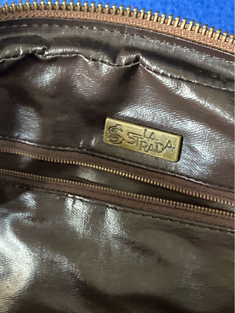 Vintage La Strada Brown Leather Bag, Women's Fashion, Bags & Wallets ...