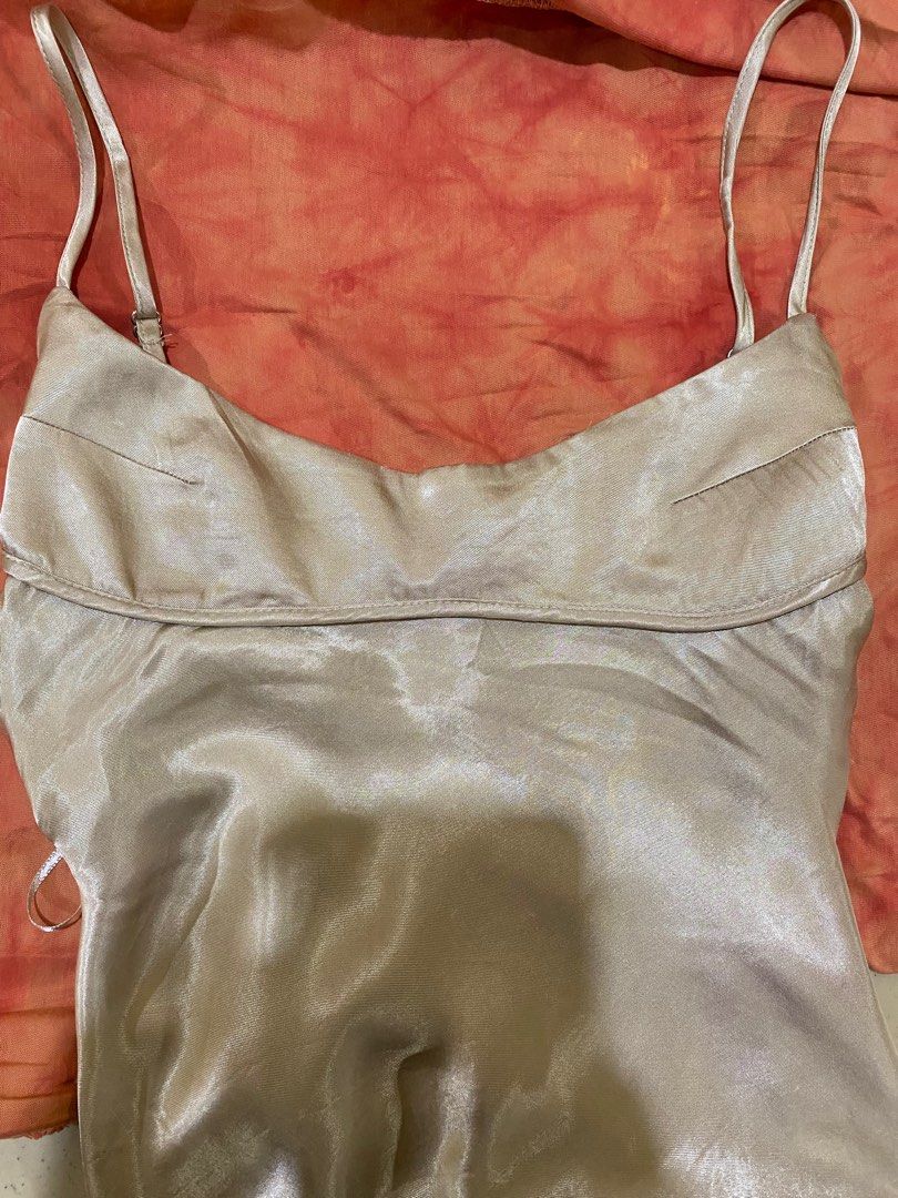 ZARA Satin dress with cut out detail, Women's Fashion, Dresses & Sets ...