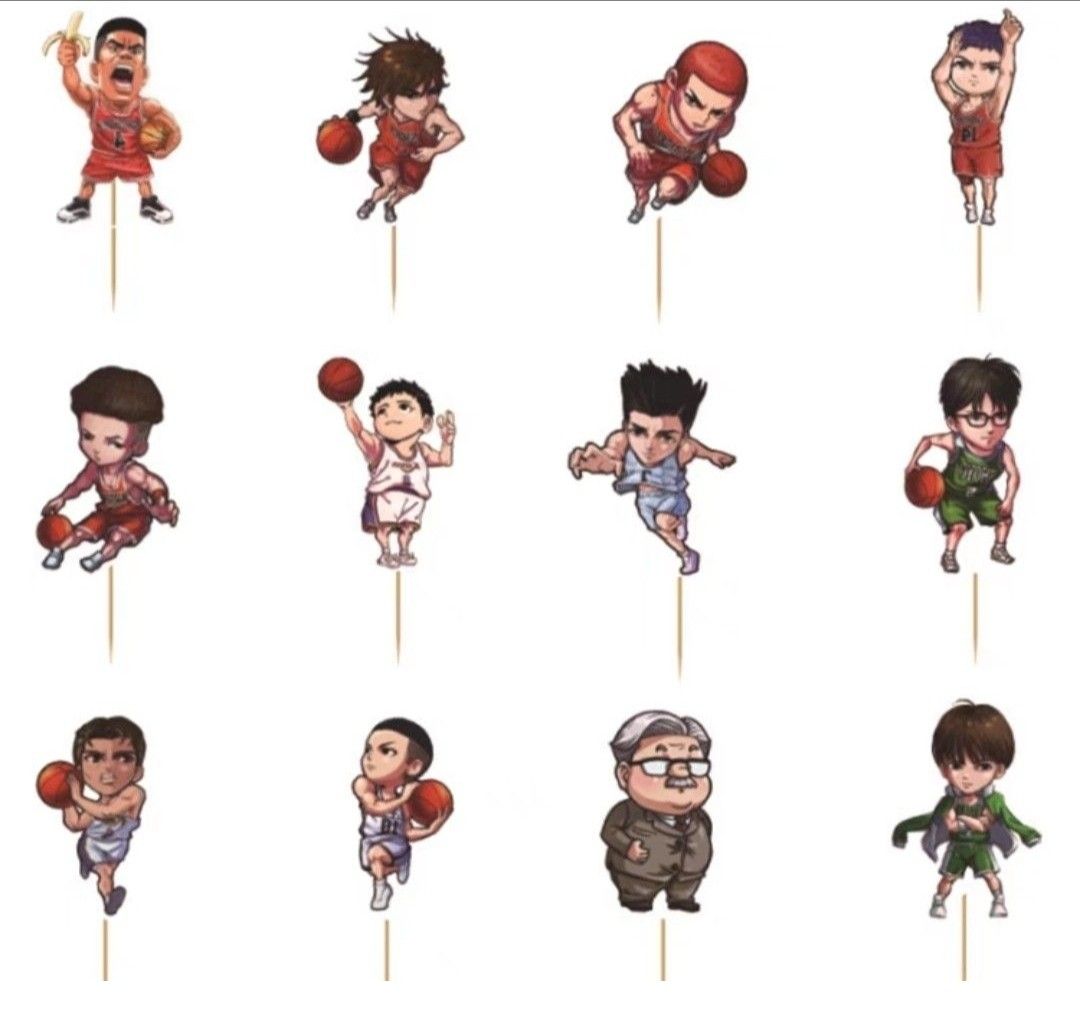 12pc Slam Dunk Basketball Happy Birthday Cake Toppers Cupcake ...