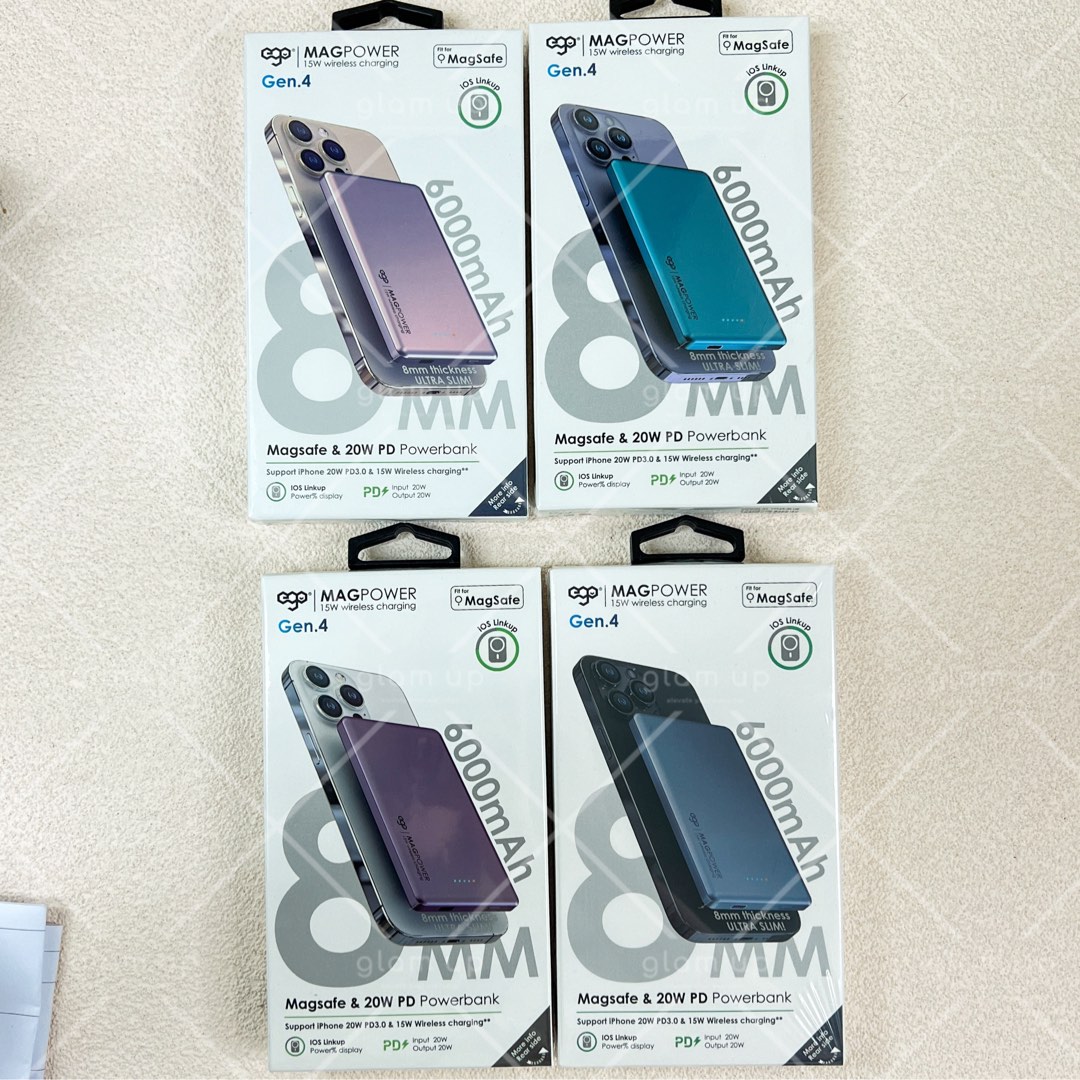 全新行貨 現貨 EGO MAGPOWER Gen.4 6000mAh magsafe 磁吸無線充電器 灰 紫 藍 粉紅, 手提電話, 電話及其他裝置配件, 電池及充電器 - Carousell