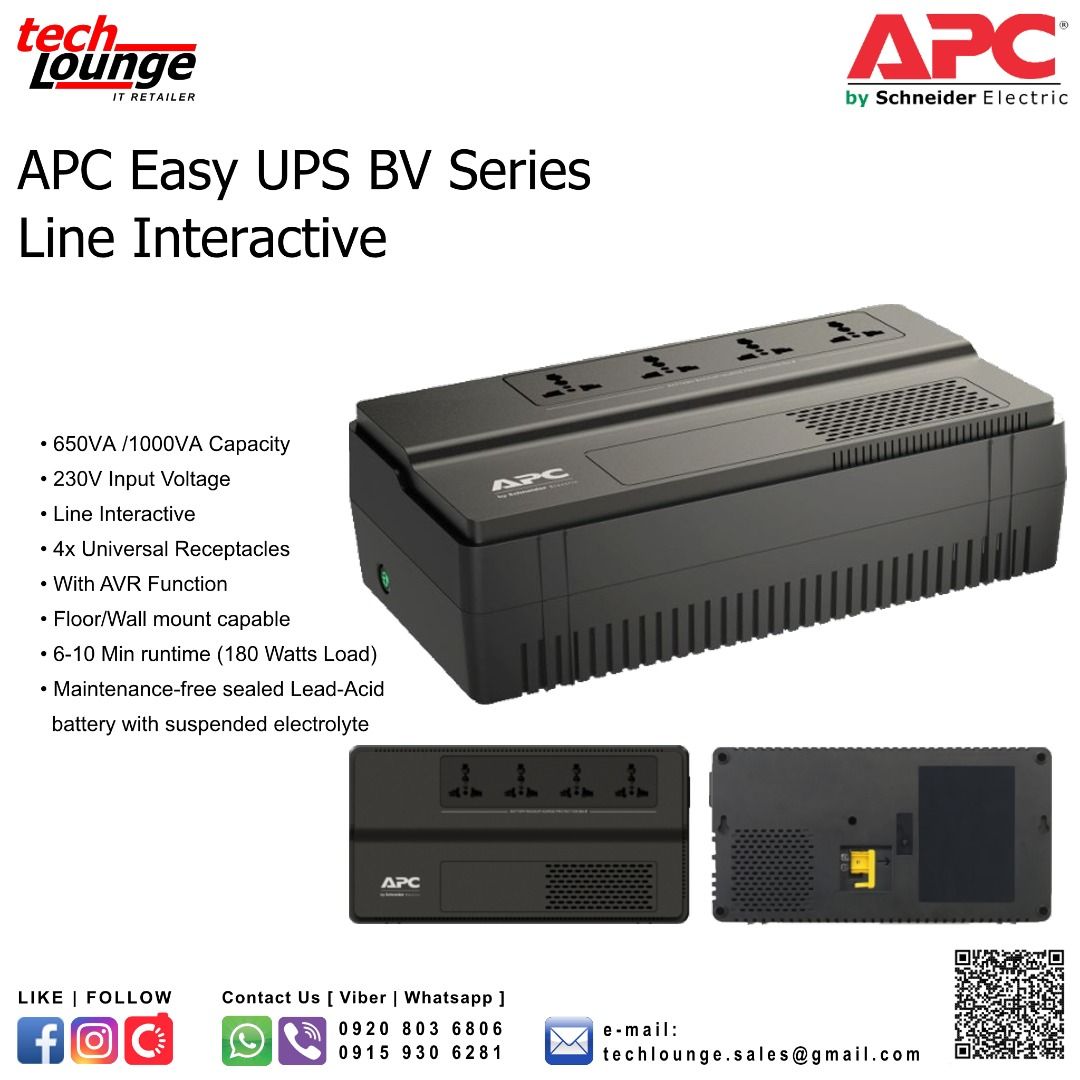 APC Easy UPS BV Line Interactive, 800VA/1000VA, Floor/Wall Mount, 230V ...