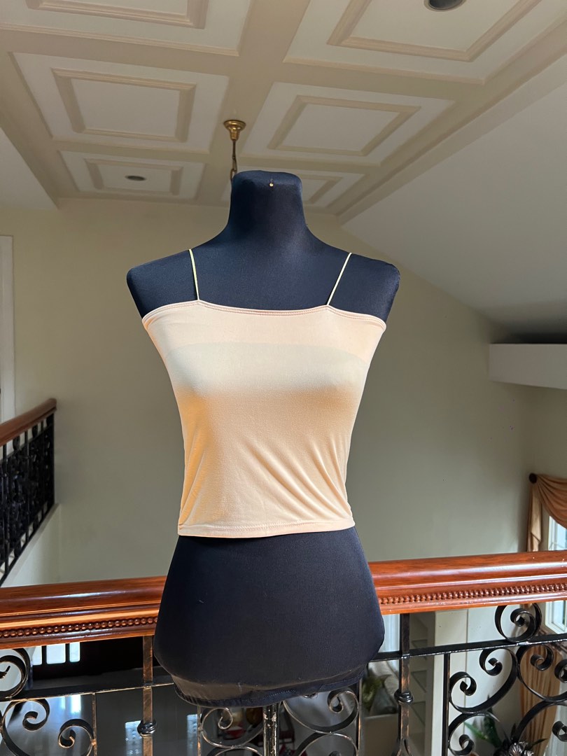 Beige tube spaghetti crop top, Women's Fashion, Tops, Others Tops on ...