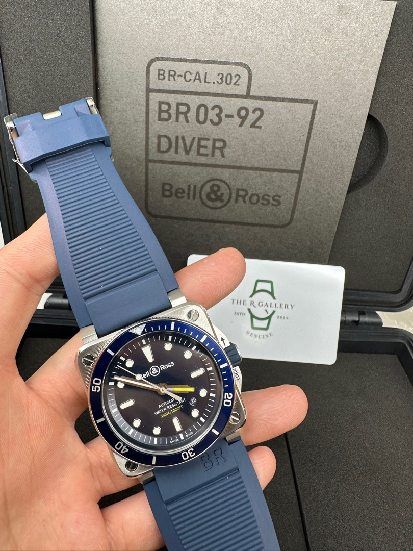 Original Bell&ross BR03-92 blue steel diver BR0392-D-BU-ST/SRB, Men's ...