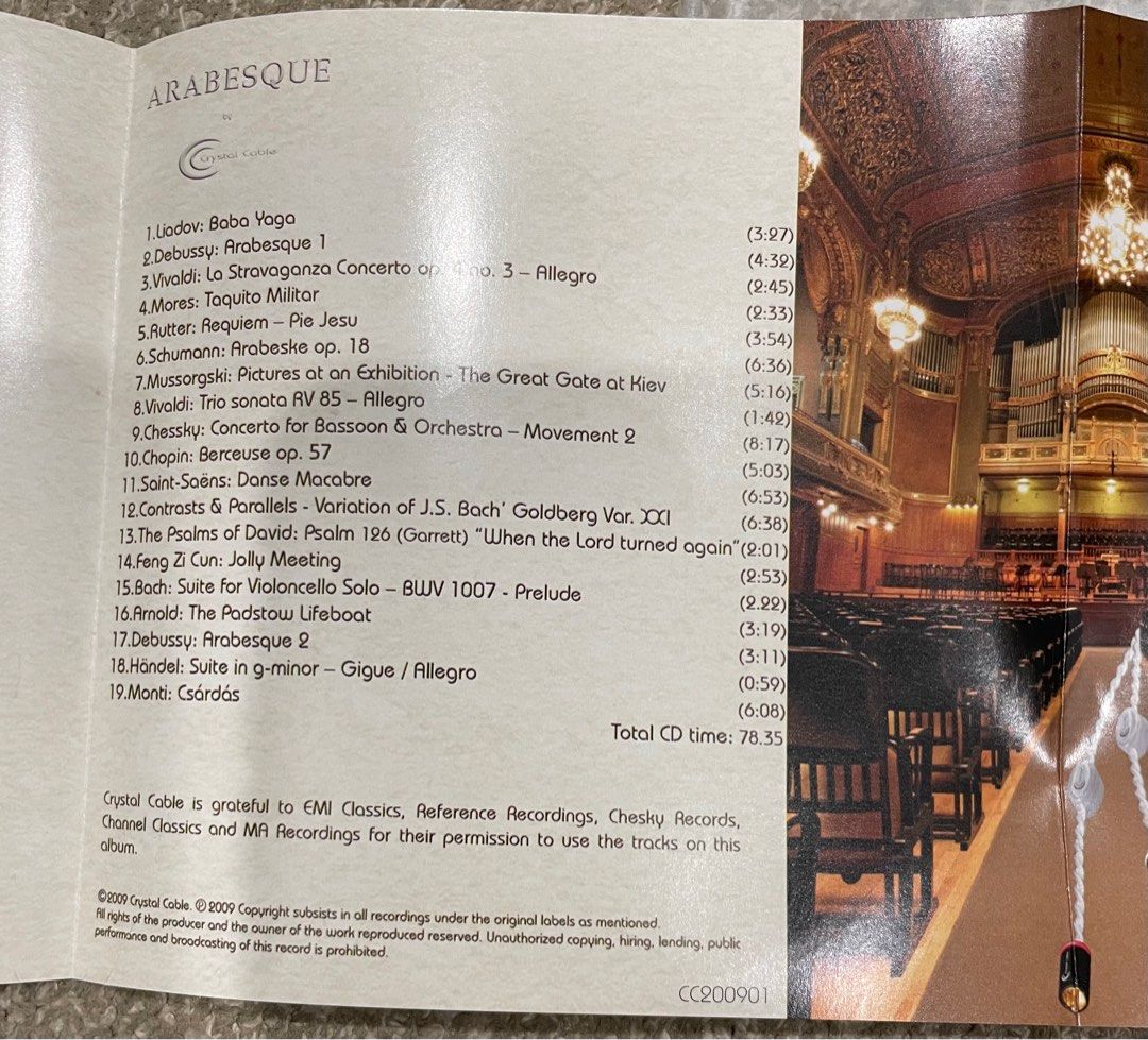 CD: Audiophile, Classical, Sampler - Arabesque by Crystal Cable, EU Pressing (RARE & OUT OF ...