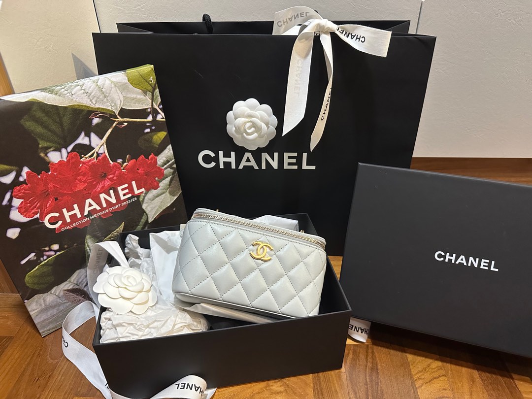 Chanel vanity in light grey GHW, Luxury, Bags & Wallets on Carousell