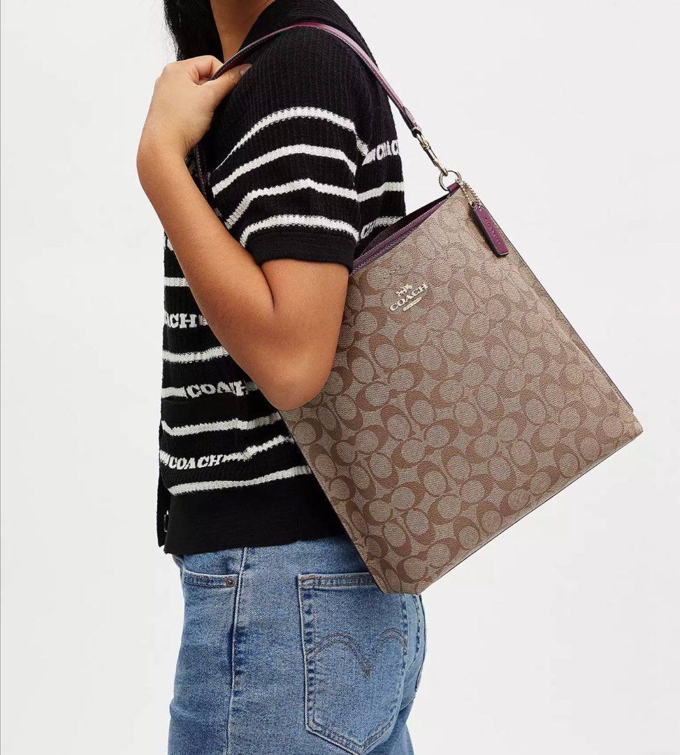 Coach Mollie Large Bucket in Signature Khaki/Dark Berry, Luxury, Bags ...