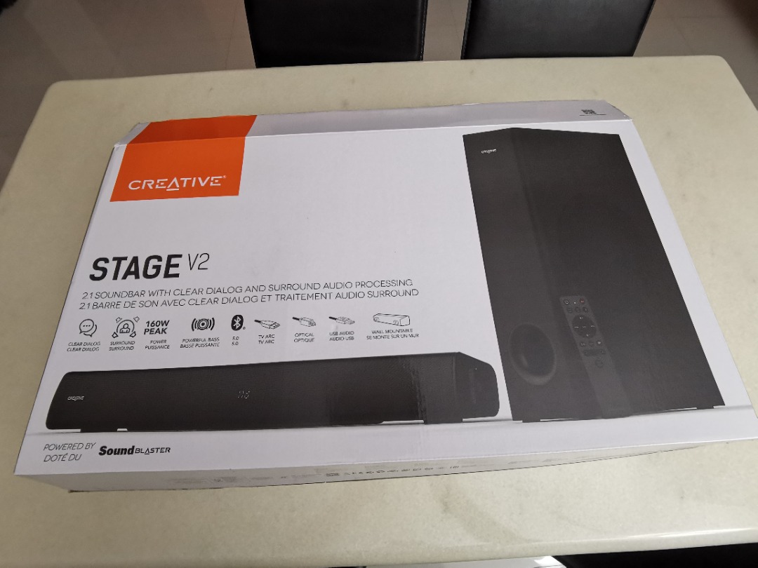 Creative Stage V2 2.1 Bluetooth Soundbar w/Subwoofer, Audio, Soundbars ...