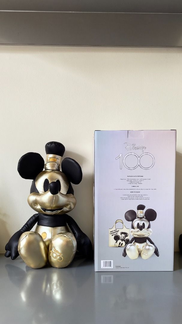 Disney 100 Mickey PU Plush With Tote Bag, Hobbies & Toys, Toys & Games ...