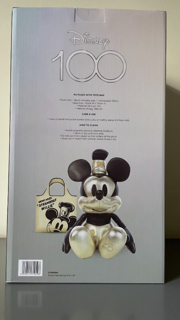 Disney 100 Mickey PU Plush With Tote Bag, Hobbies & Toys, Toys & Games ...