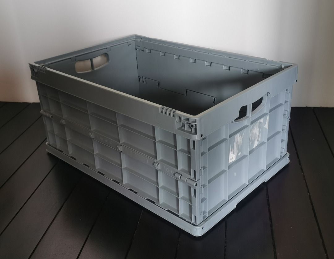 Durable plastic collapsible storage box crate, Furniture & Home Living ...