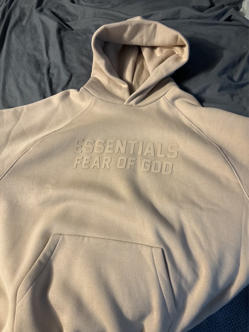 essentials sand logo hoodie, Men's Fashion, Activewear on Carousell
