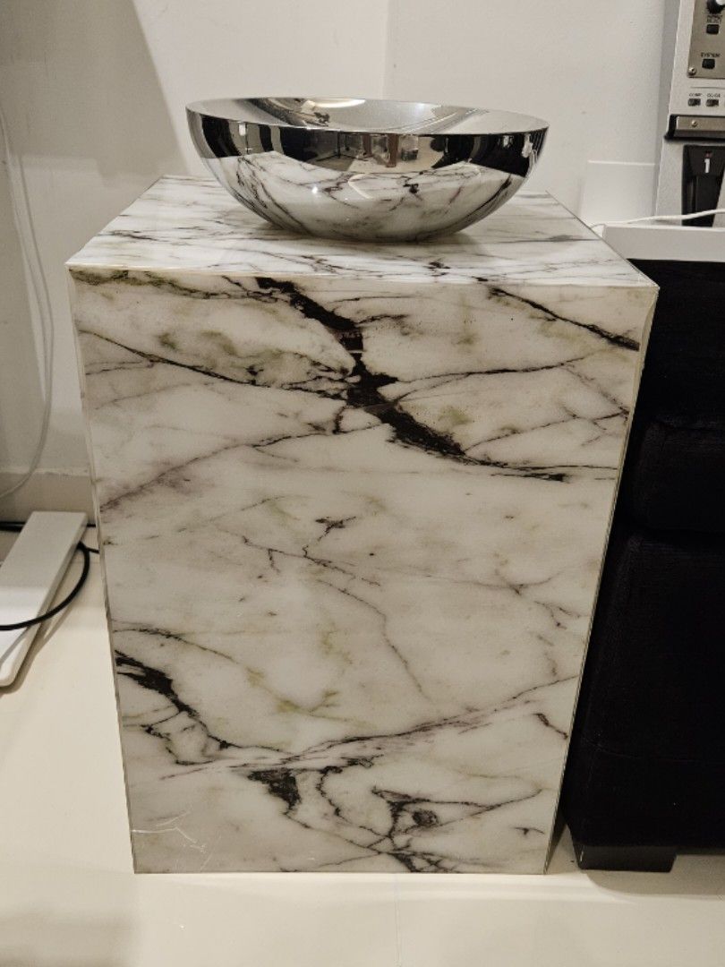 Faux Marble Side Table / Plinth Pedestal / Column Slab / Plant Decor ...