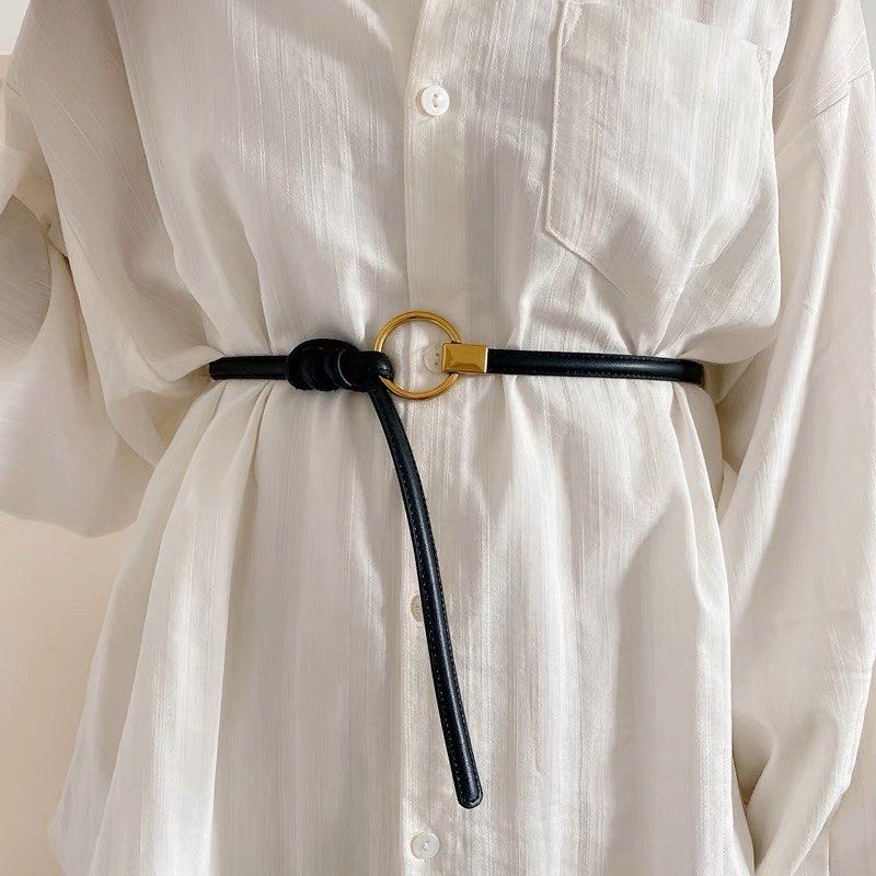 Gold Hoop Leather Belt, Women's Fashion, Watches & Accessories, Belts ...