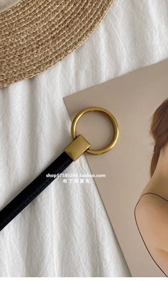 Gold Hoop Leather Belt, Women's Fashion, Watches & Accessories, Belts ...