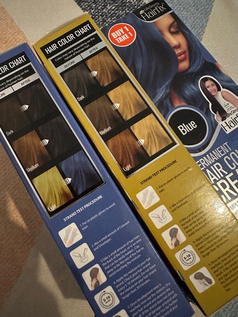 Hairfix Blue Permanent Hair Color Cream 3 boxes, Beauty & Personal Care ...