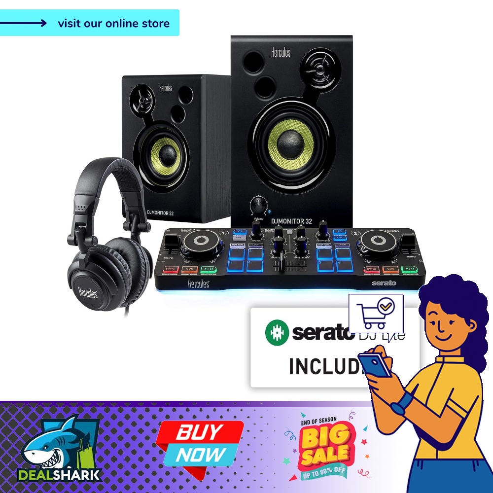 Hercules DJ Starter Kit | Starlight USB DJ Controller with Serato DJ ...