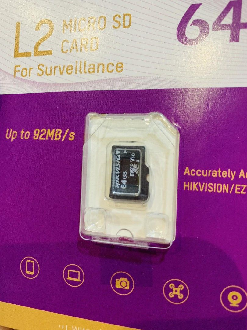 ⚡HIKVISION 64GB L2 MicroSD Card For Surveillance Class 10 HS-TF-L2/64G ...