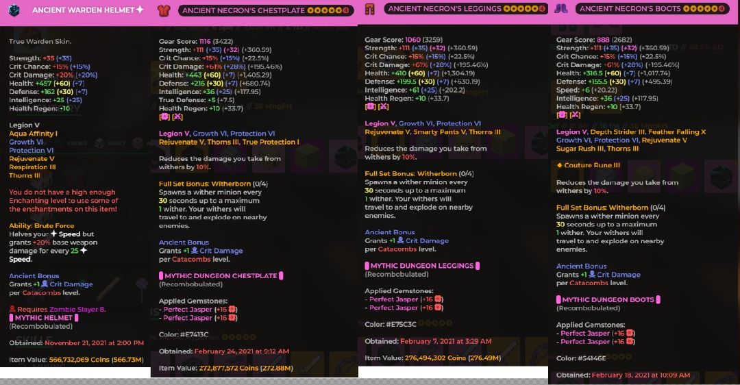 Hypixel Skyblock Items $0.08/M Edrag/gdrag/necron set, Video Gaming ...