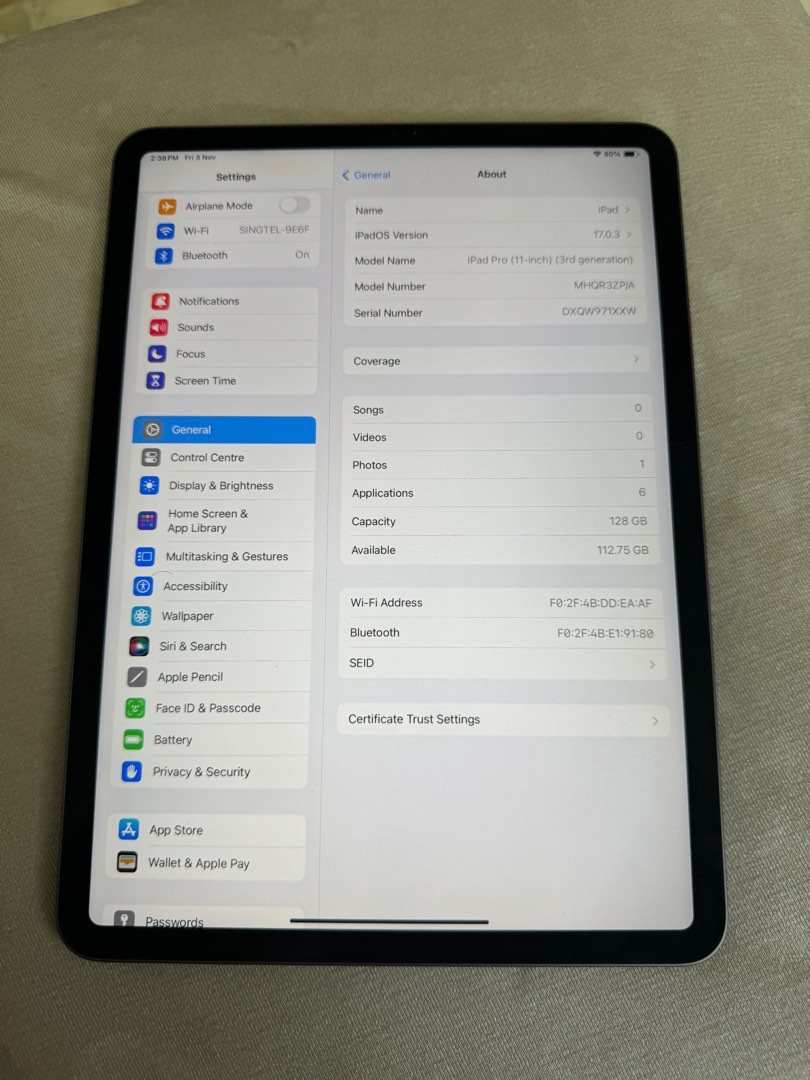 iPad Pro 11 3rd Gen WiFi Space Grey 128GB, Mobile Phones & Gadgets, Tablets, iPad on Carousell