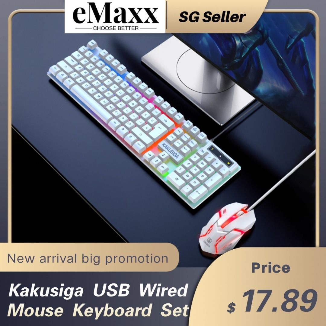 Kakusiga fashion colorful keyboard and mouse set basic mice and keyboard combos USB wired ...