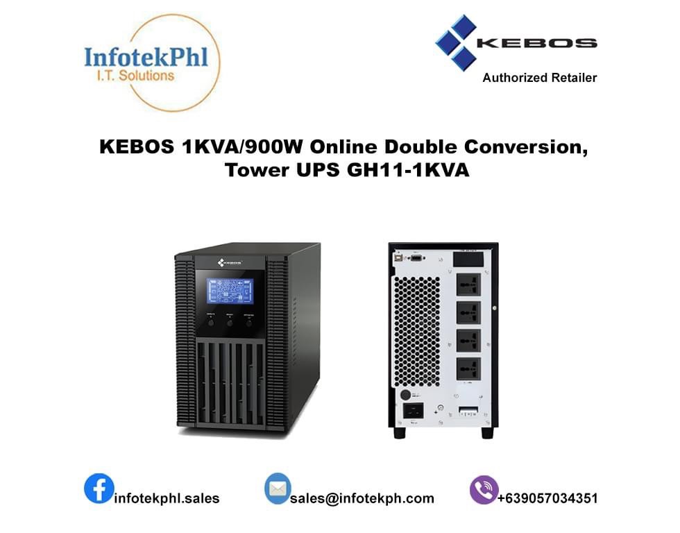 KEBOS 1KVA/900W Online Double Conversion, Tower UPS GH11-1KVA, Computers & Tech, Office ...