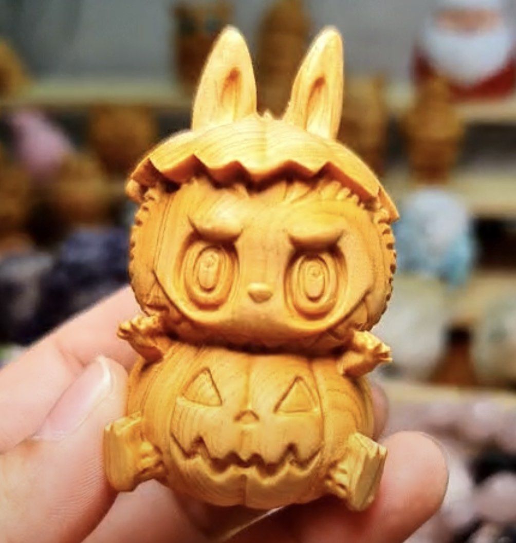 Labubu Popmart Wooden Carving, Hobbies & Toys, Toys & Games on Carousell