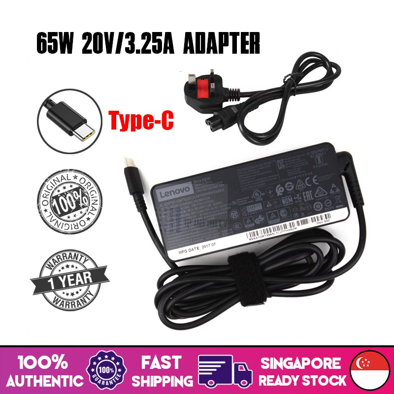 Lenovo 20V 3.25A 65W USB-c Type-C Ac Power Adapter Charger for Thinkpad ...