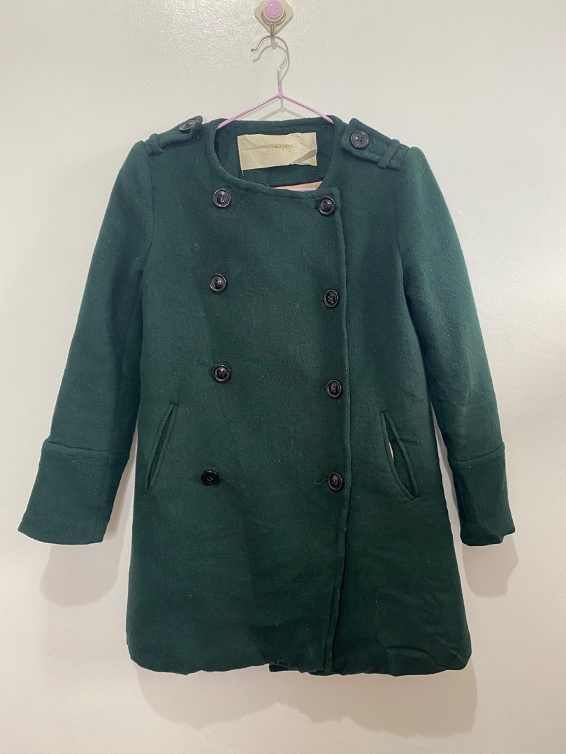 Long green wool coat k7(Small-Medium), Women's Fashion, Coats, Jackets ...