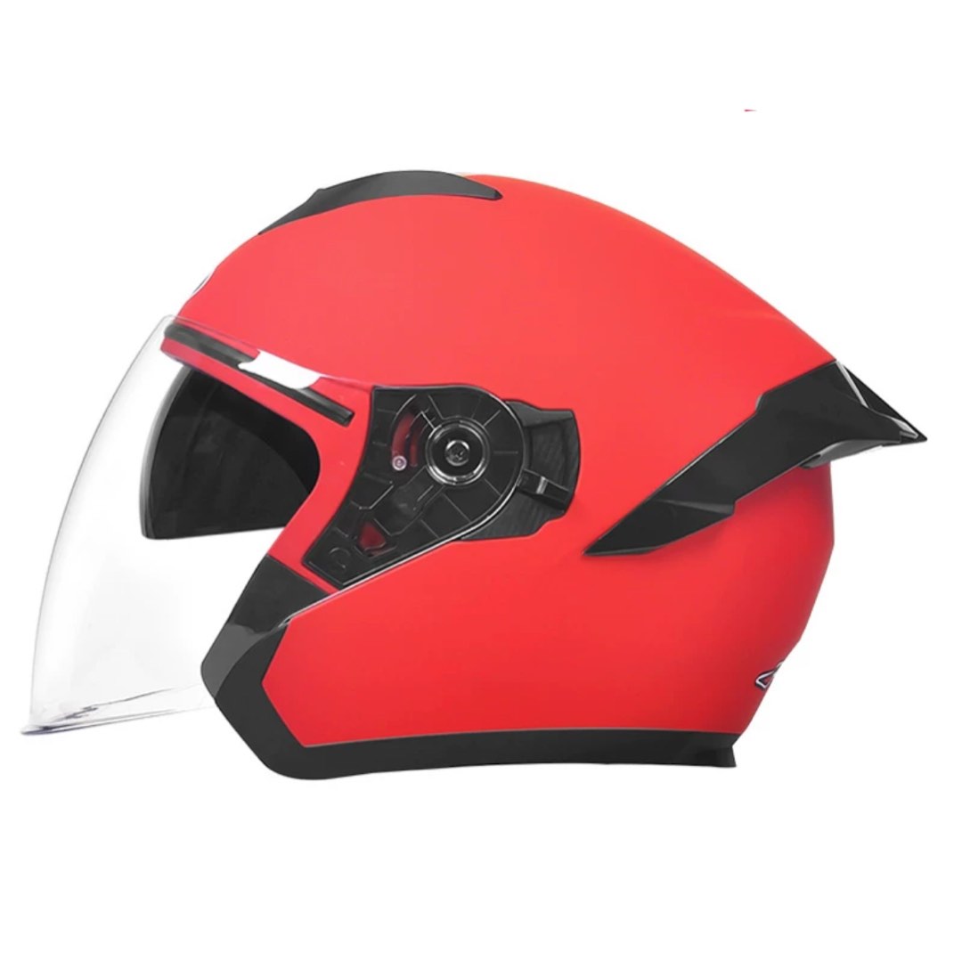 Matte Red Motorcycle Helmet with Double Inner Lens Dual Sunsade Sun ...