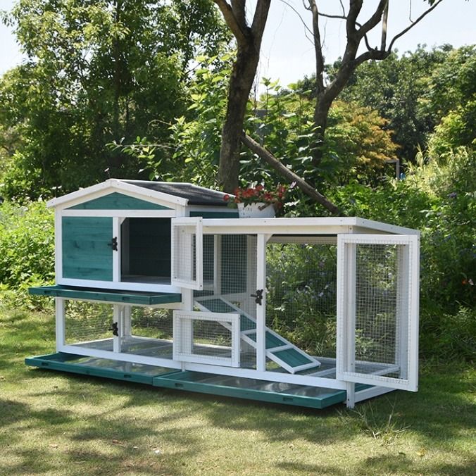 Luxury solid wood double drawer outdoor pet cage Rabbit cage Chicken ...