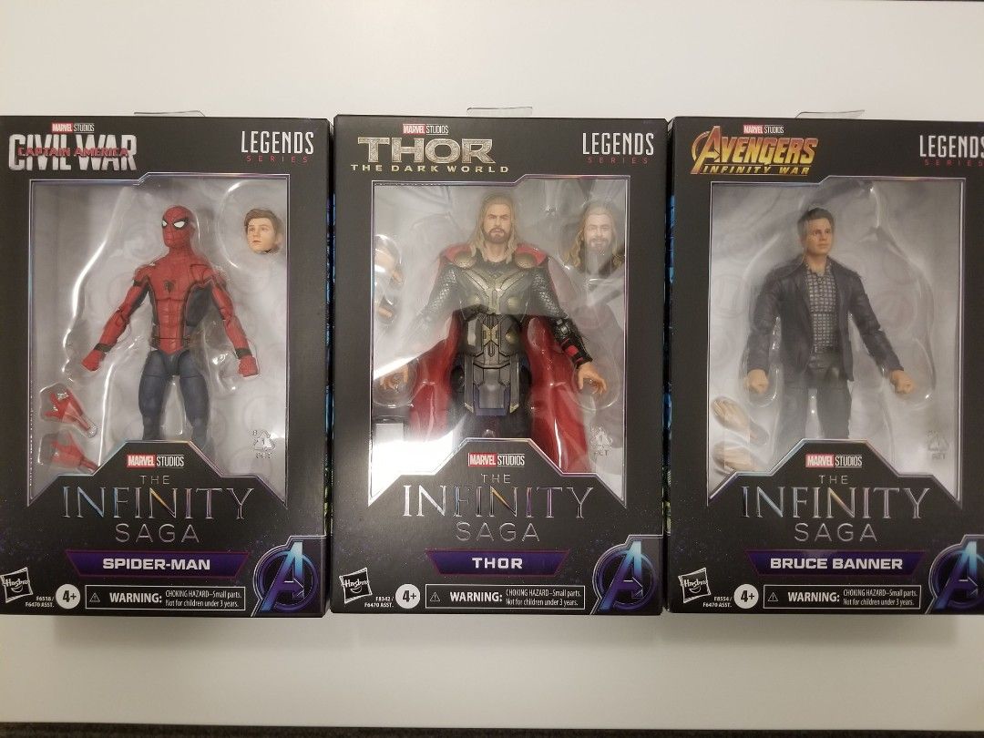 Marvel Legends Infinity Saga Spiderman Thor Bruce Hulk set, 興趣及遊戲, 玩具 ...
