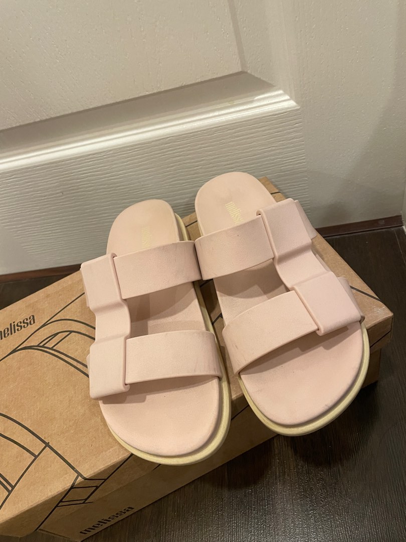 MELISSA WAY SLIDE AD PINK YELLOW, Women's Fashion, Footwear, Flats ...