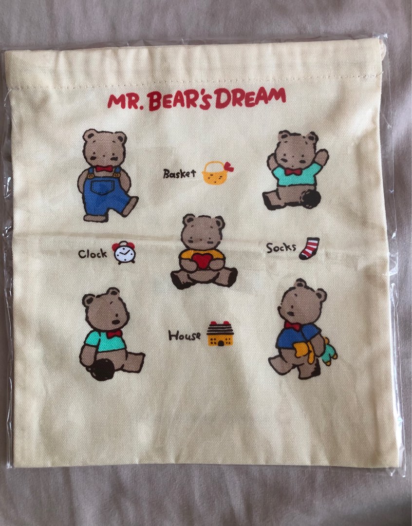 Mr Bear Mr Bear’s Dream 索袋 1991 罕见 Sanrio, 女裝, 手袋及銀包, 長銀包 - Carousell