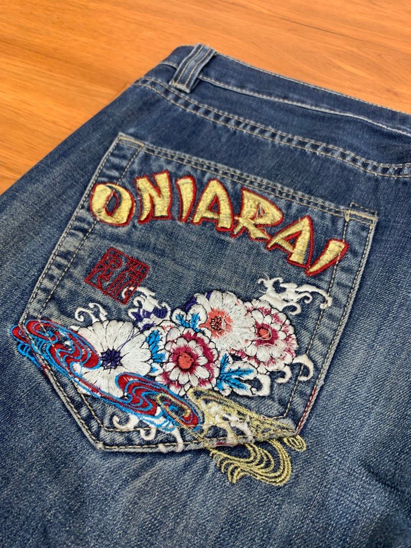 Oniarai sukajan embroidery jeans, Fesyen Pria, Pakaian , Bawahan di ...