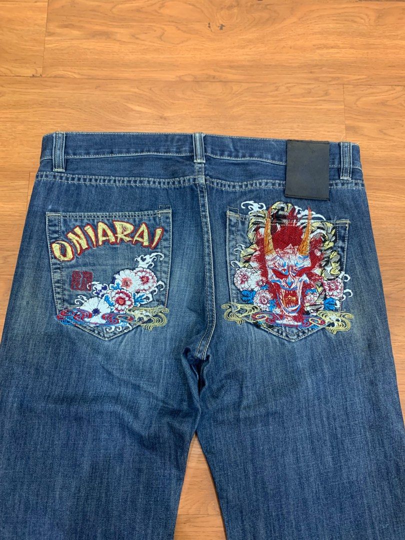 Oniarai sukajan embroidery jeans, Fesyen Pria, Pakaian , Bawahan di ...
