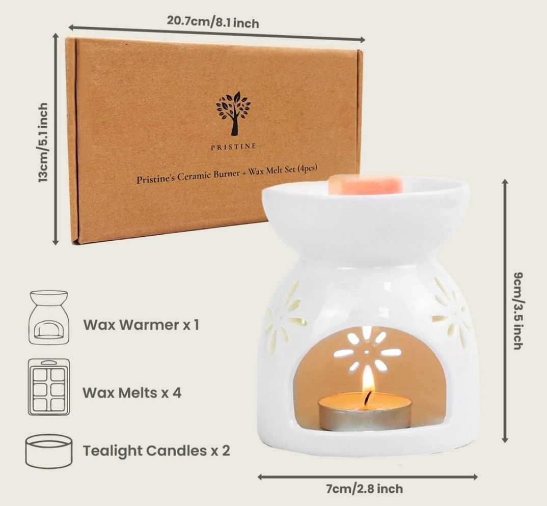 Pristine Ceramic Burner + Scented Wax Cube, Furniture & Home Living ...