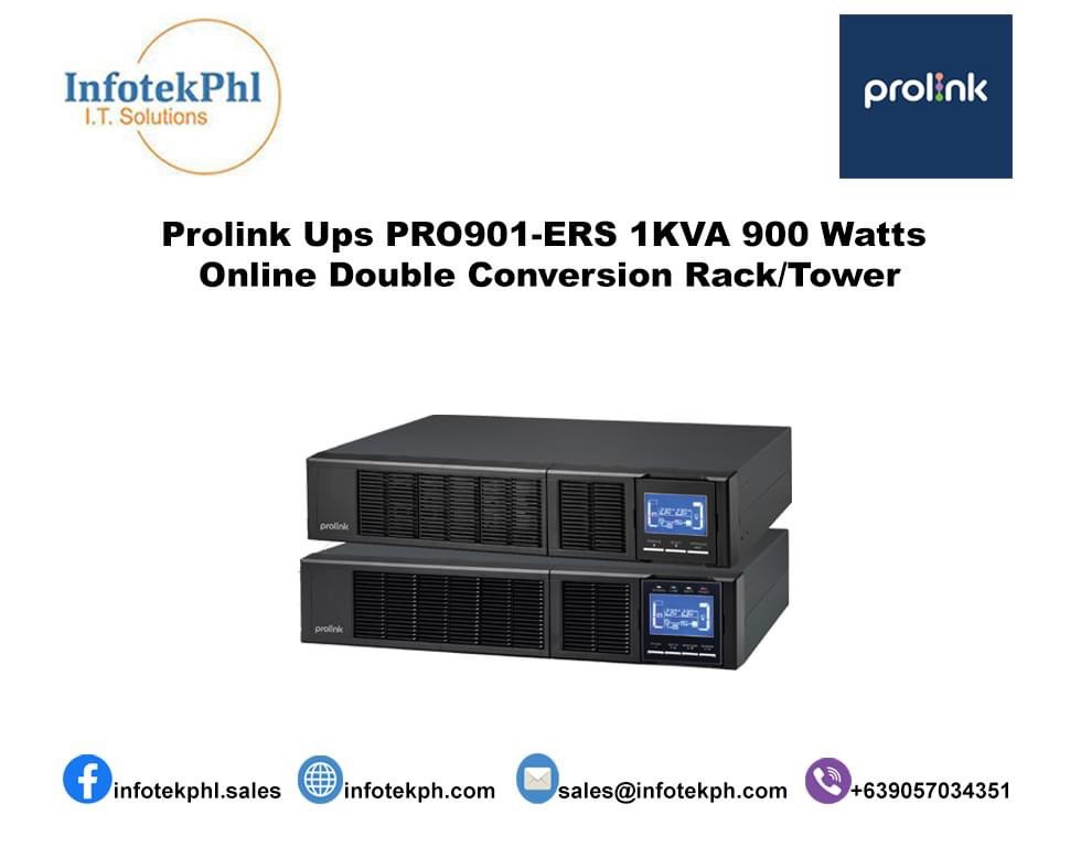 Prolink Ups PRO901-ERS 1KVA 900 Watts Online Double Conversion Rack ...