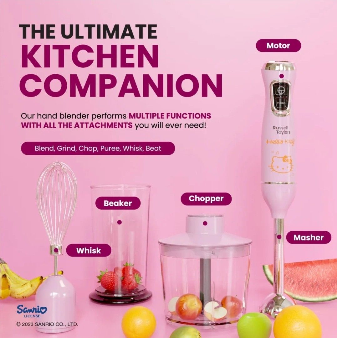 Russell Taylors x Sanrio Hello Kitty Hand Blender Food Processor (600W ...