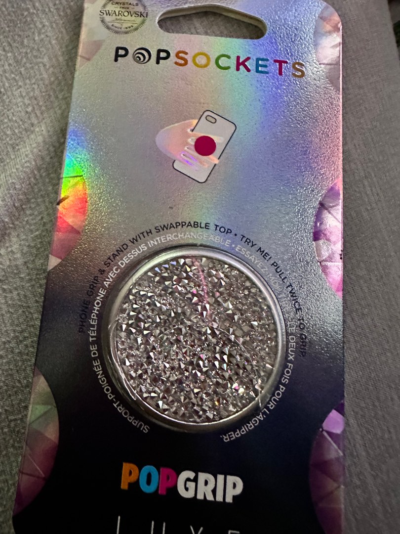 Silver swarovski popsocket, Mobile Phones & Gadgets, Mobile & Gadget ...