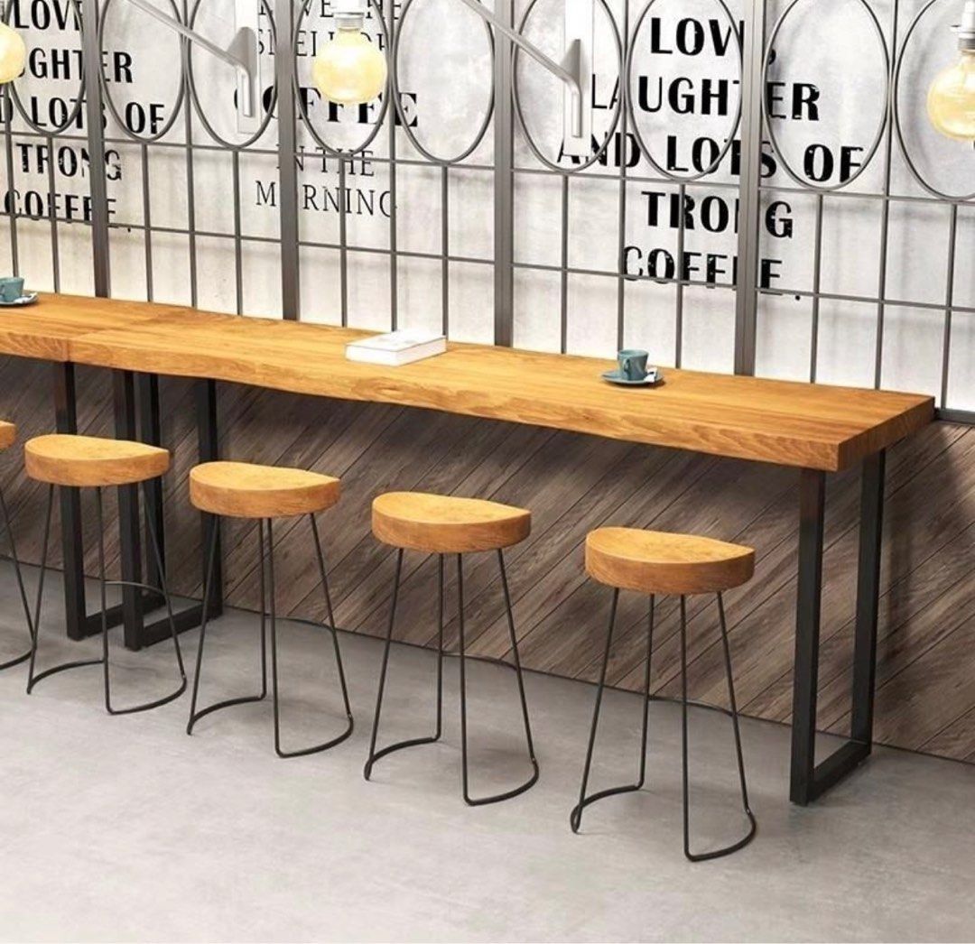 Starbucks Rustic Wooden Bar Table & Stool Set, Furniture & Home Living ...