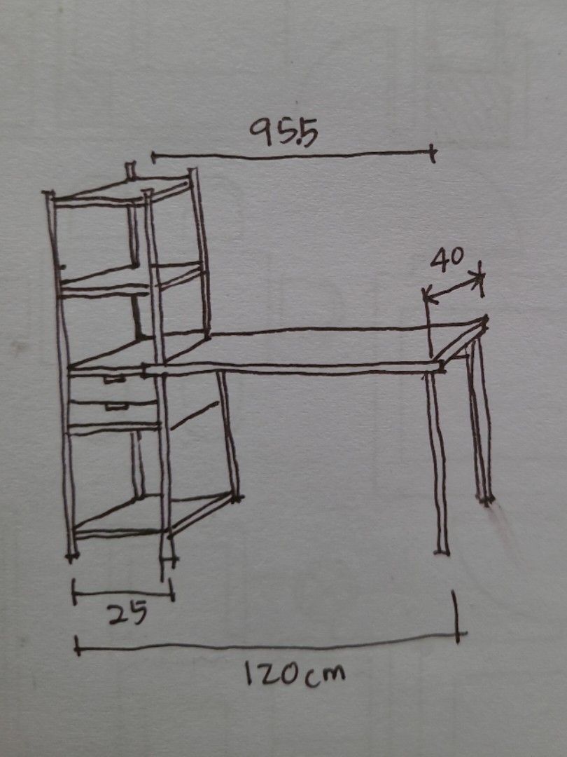Study desk with side shelves and drawers, Furniture & Home Living ...