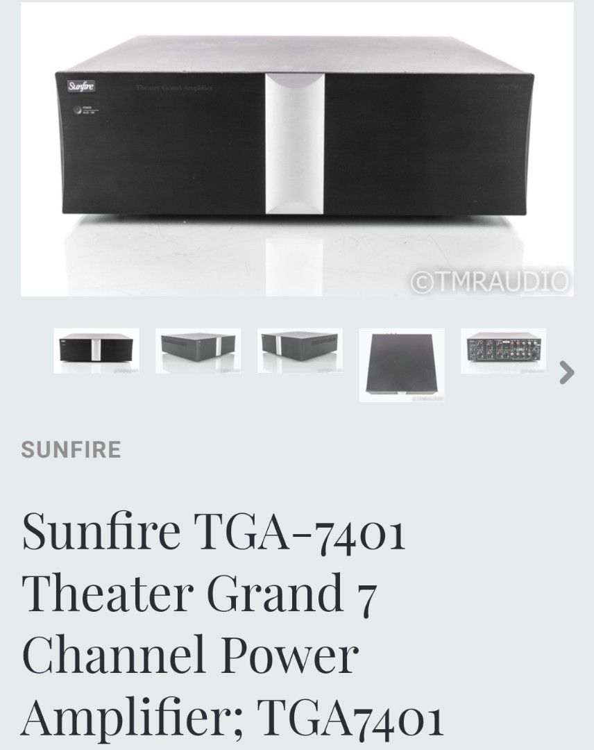 Sunfire TGA-7401 Theater Grand Amplifier, 家庭電器, 電視 & 其他娛樂, 娛樂系統及智能家居產品 ...