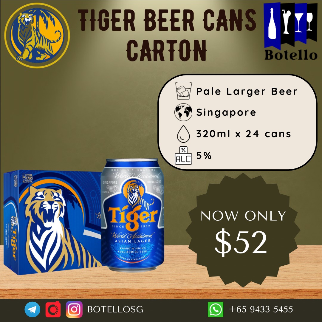 Tiger Beer x 24 cans / 320ml / Alcohol Delivery / Wholesale, Food ...