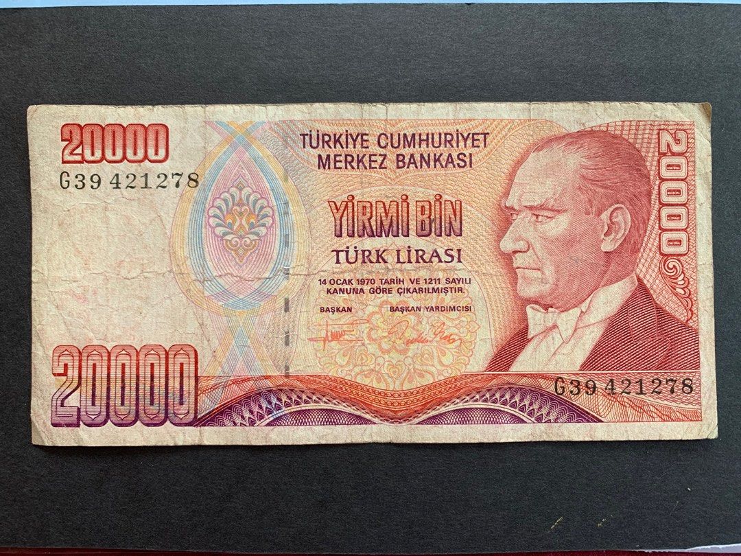 Turkey 20000 Lira 1995 Banknote, Hobbies & Toys, Collectibles ...