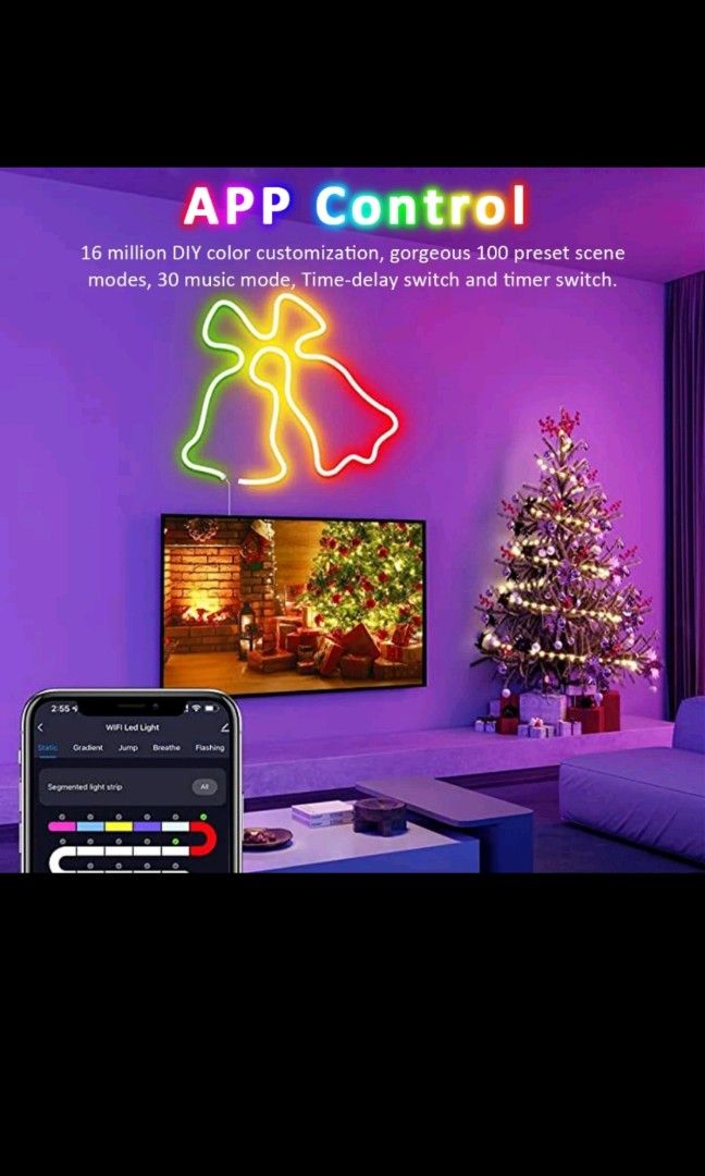 Tuya Smart Neon Rope LED RBGIC Strip (Dimmable, Flexible) similar to Govee - works with Google ...