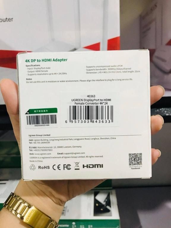 UGREEN 4K Display Port to HDMI Female Adapter MM137 40363, Computers & Tech, Parts & Accessories ...