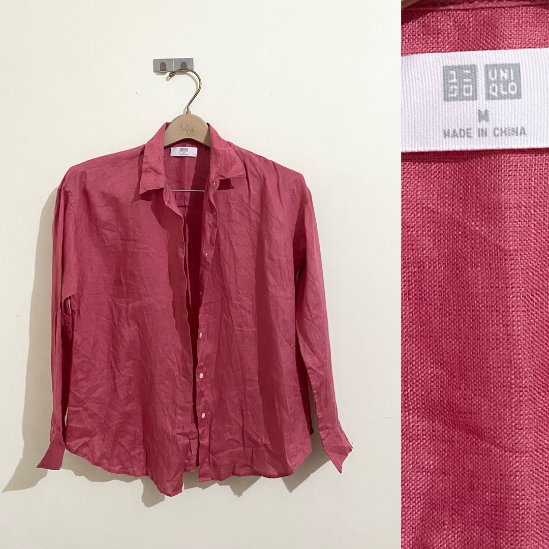 UNIQLO LINEN LONGSLEEVE, Women's Fashion, Tops, Longsleeves on Carousell