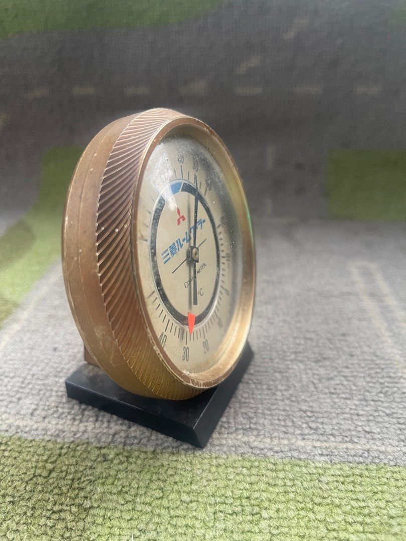Vintage Mitsubishi analog thermometer full aluminum celsius farenheit ...