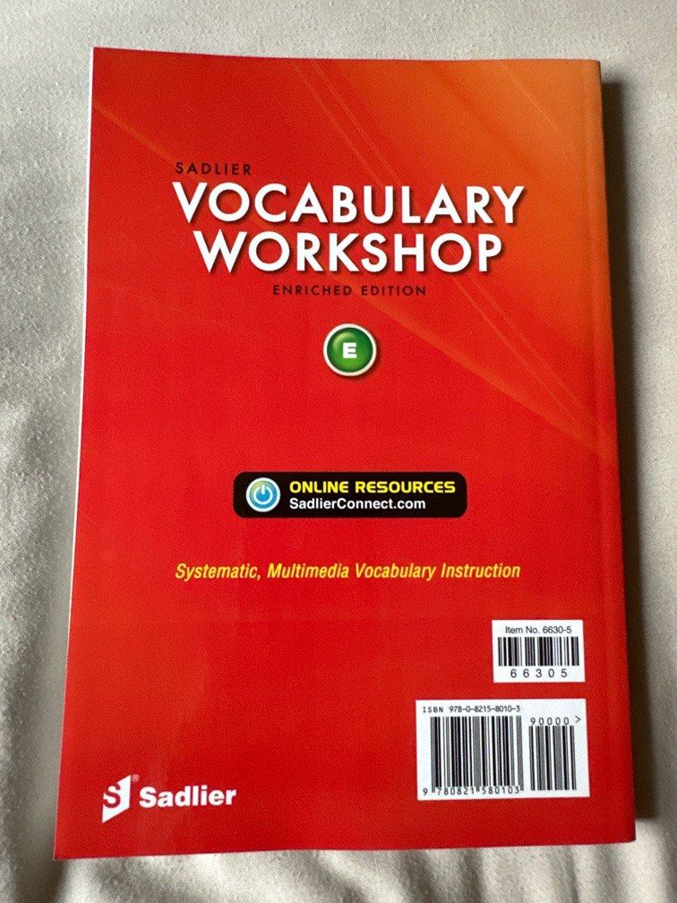 Vocabulary Workshop Enriched edition Level E, Hobbies & Toys, Books ...