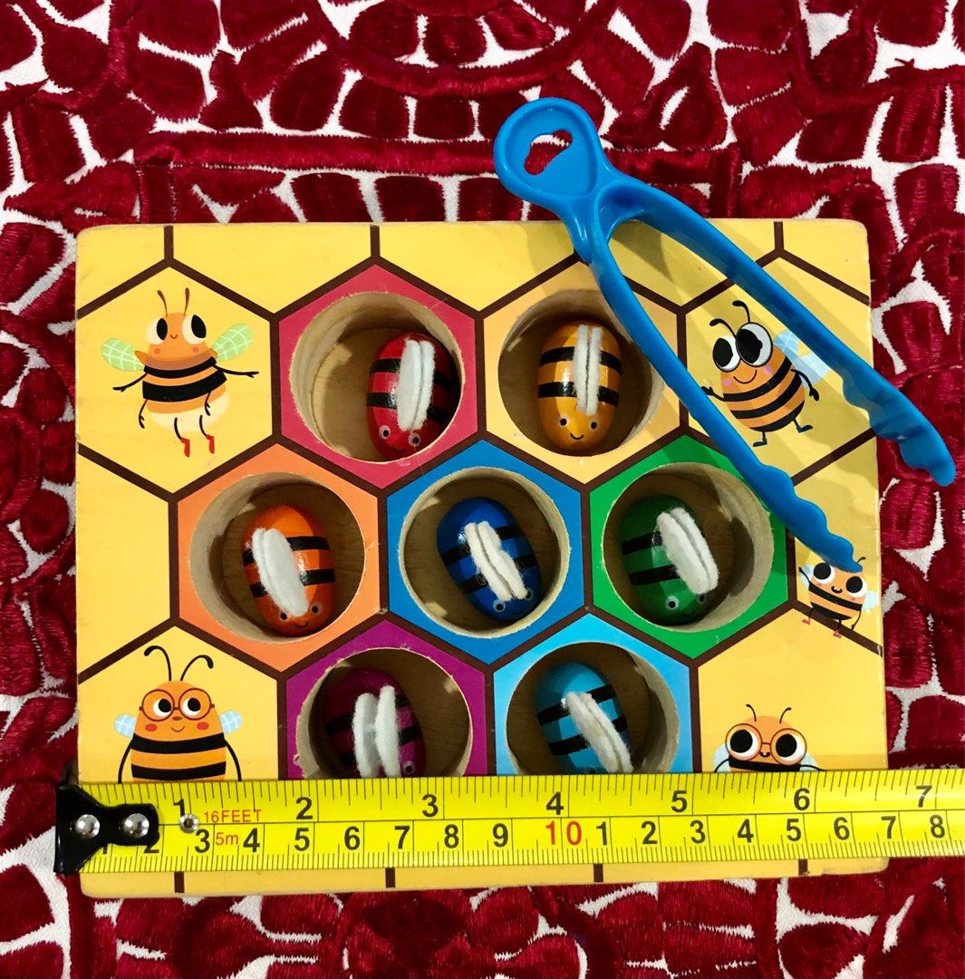 Wooden Bee Clamp color sorting for kids, Hobbies & Toys, Toys & Games ...